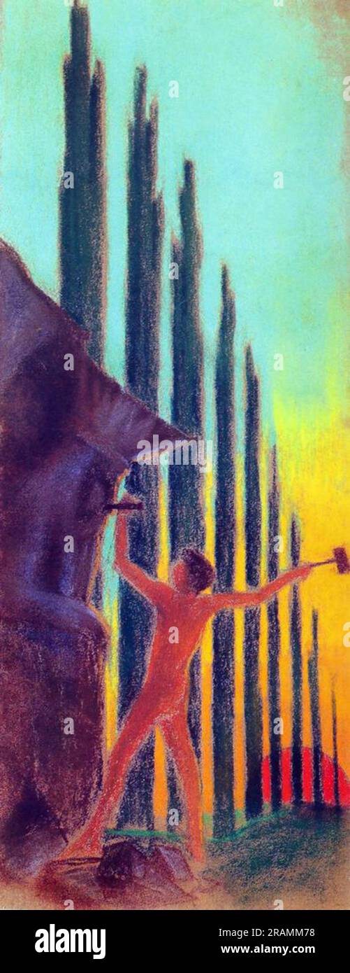 Sketch I for vitrage dyptich "Rex" 1904 by Mikalojus Konstantinas ...