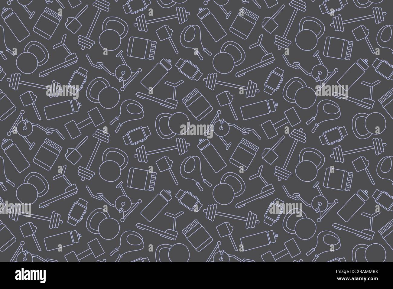 seamless pattern with sport, gym related icons: water bottle, treadmill ...