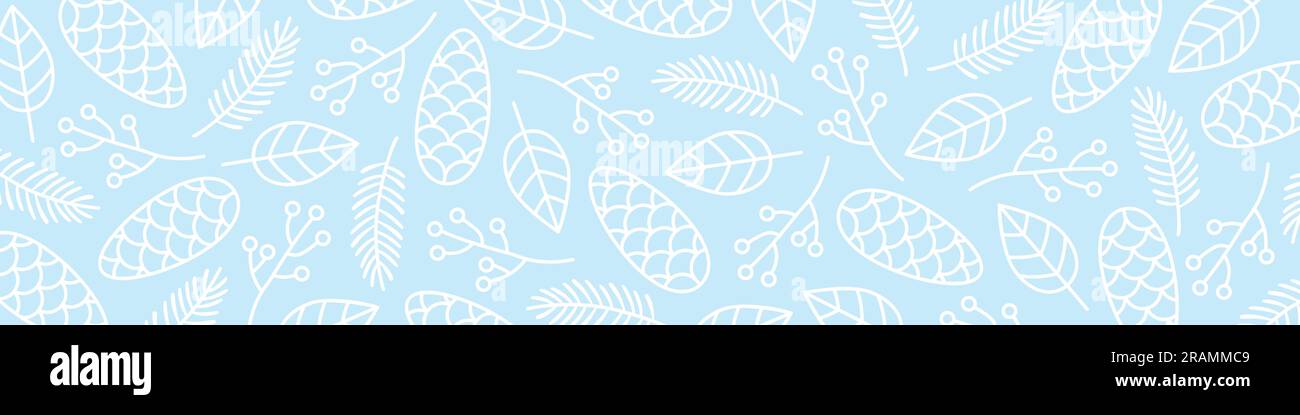 winter, christmas banner with fir tree twigs, cones and floral elements ...