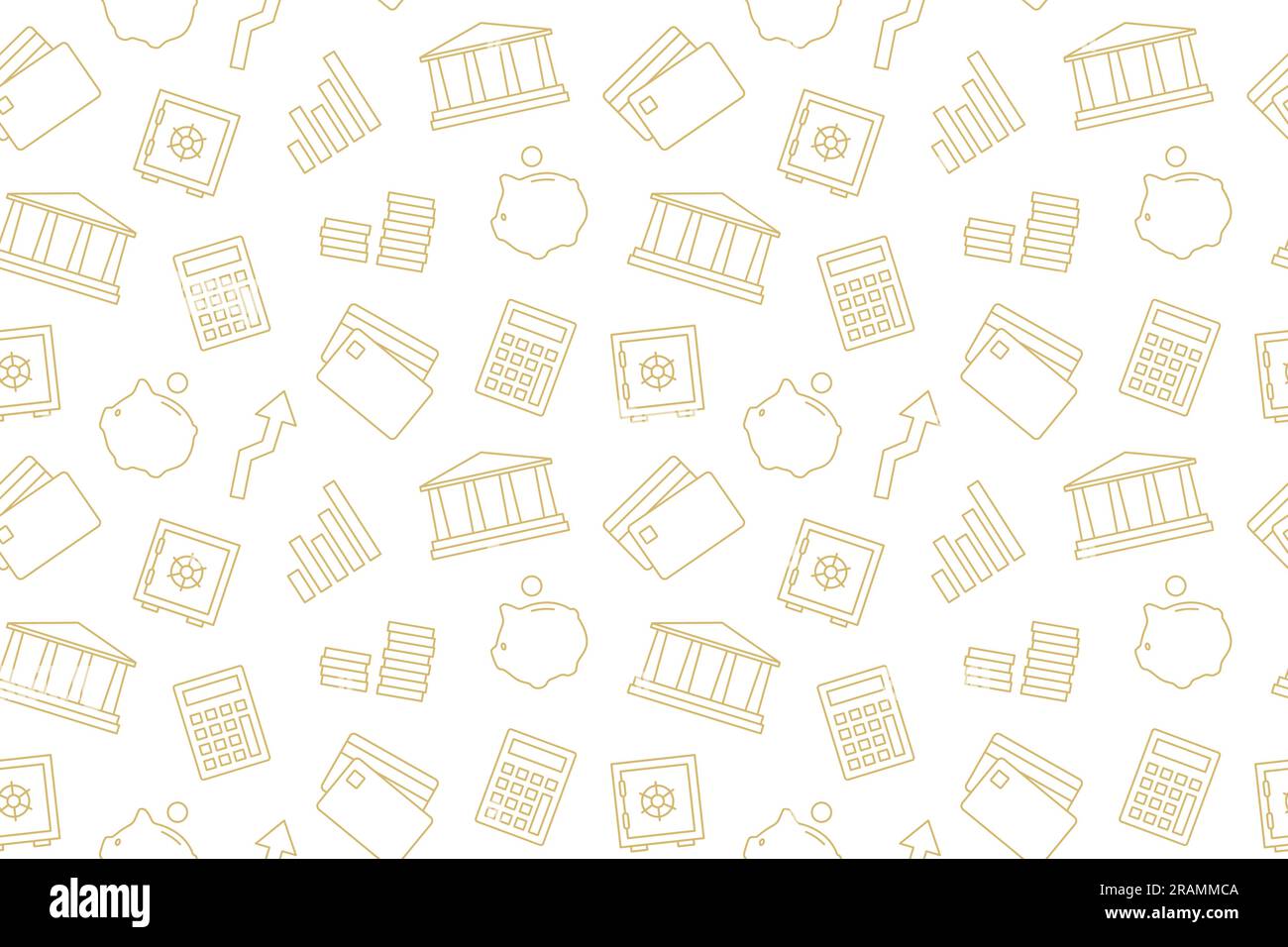 golden seamless pattern with money, economics, investment related icons ...