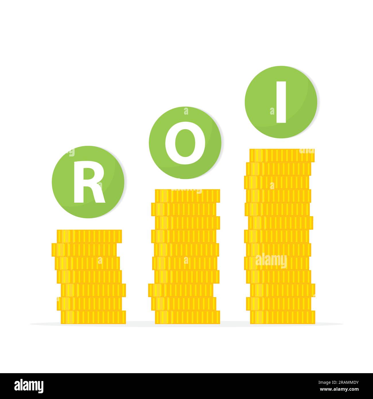 ROI (Return On Investment) and growing stack of coins- vector ...