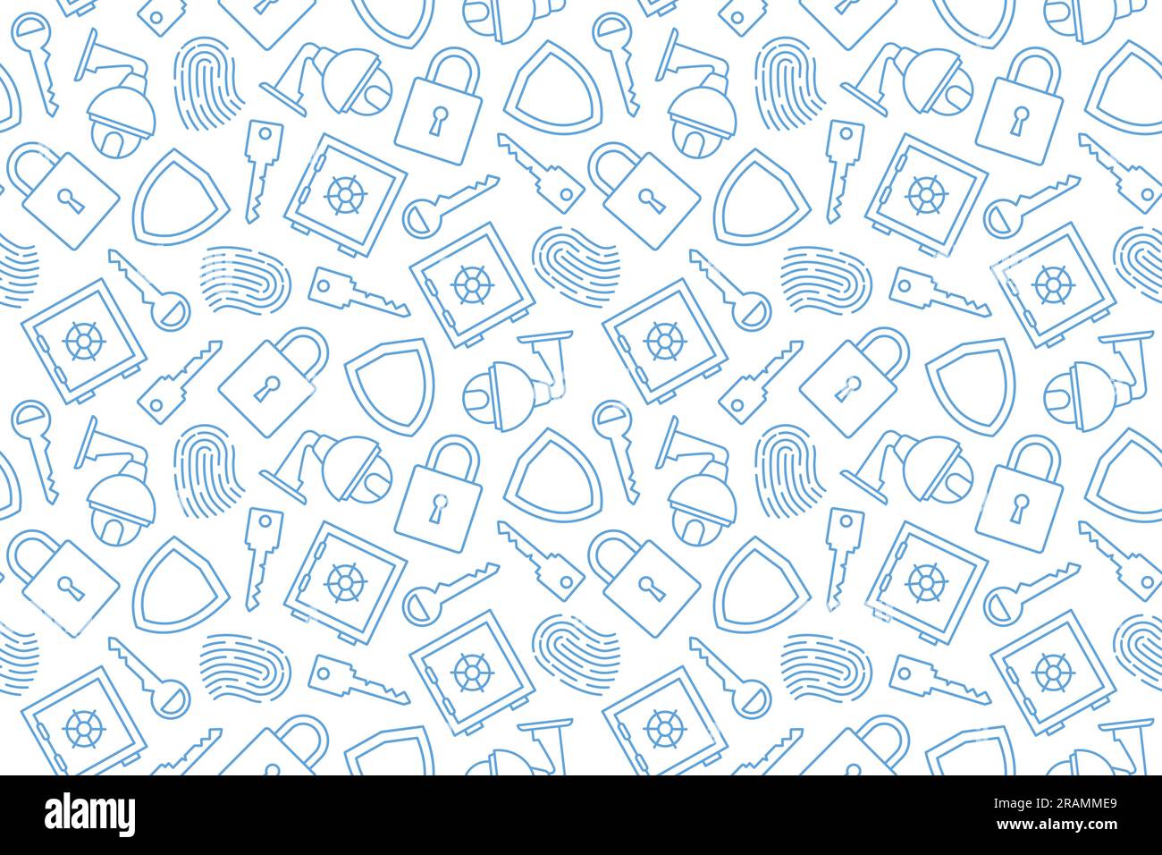 Seamless Pattern With Security Symbols Shield Safe Fingerprint Lock