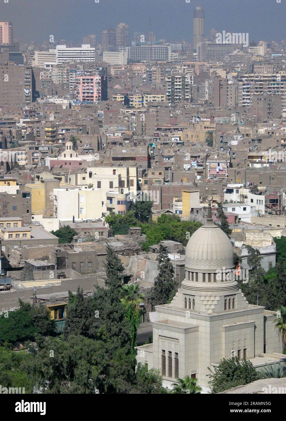 Cairo's dense buildings crowd together as seen from the Citadel Stock ...