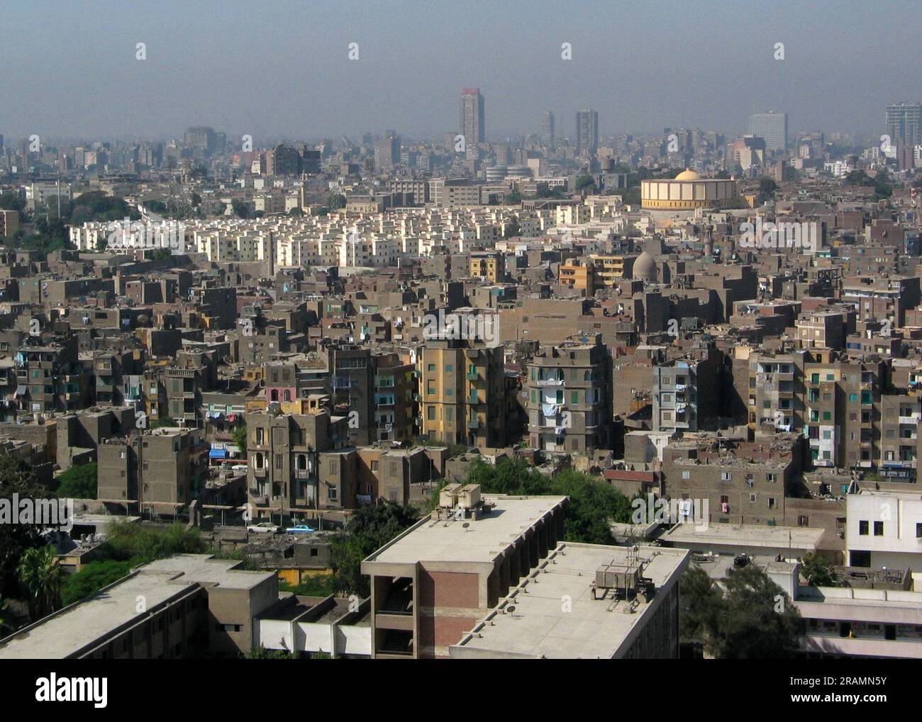 Cairo's dense buildings crowd together as seen from the Citadel Stock ...