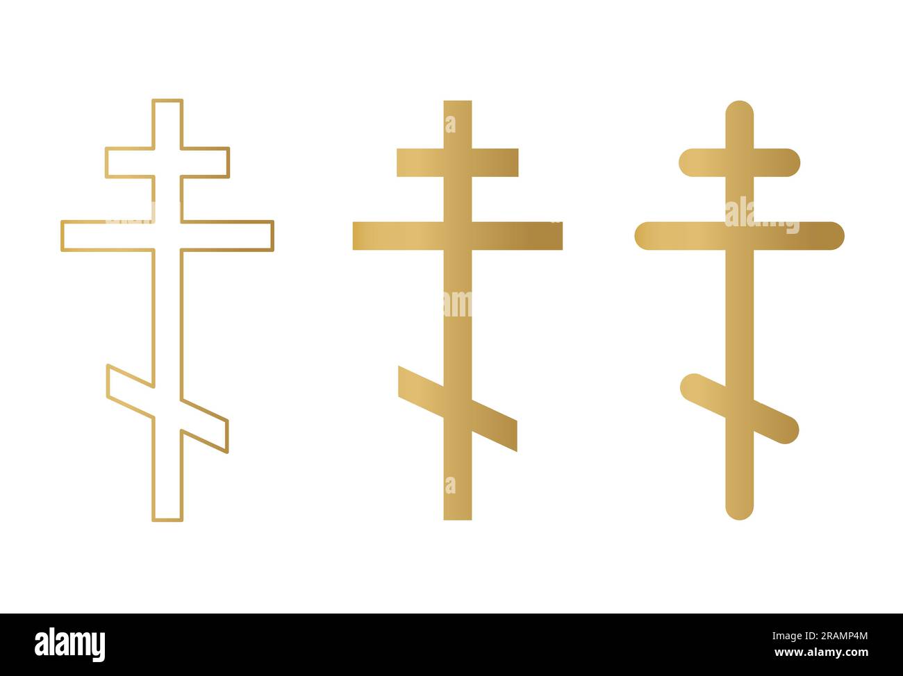 set of golden orthodox crosses- vector illustration Stock Vector Image ...