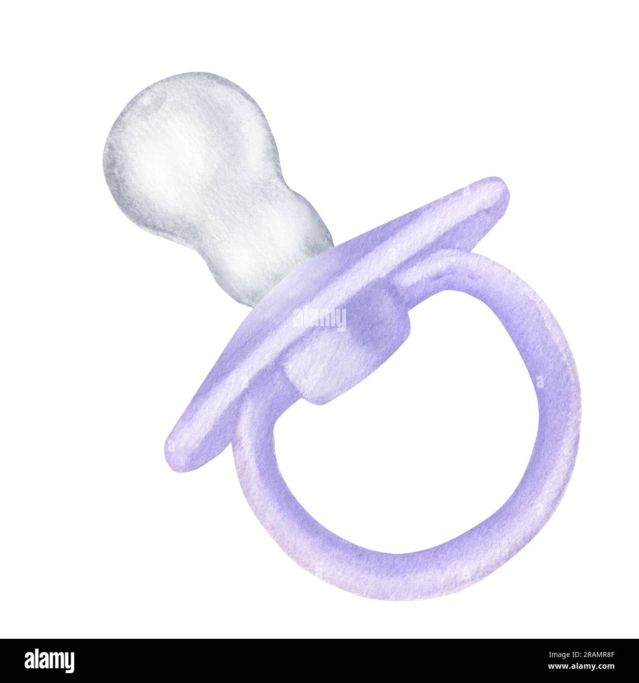 Violet lilac baby girl pacifier dummy. Hand drawn watercolor ...