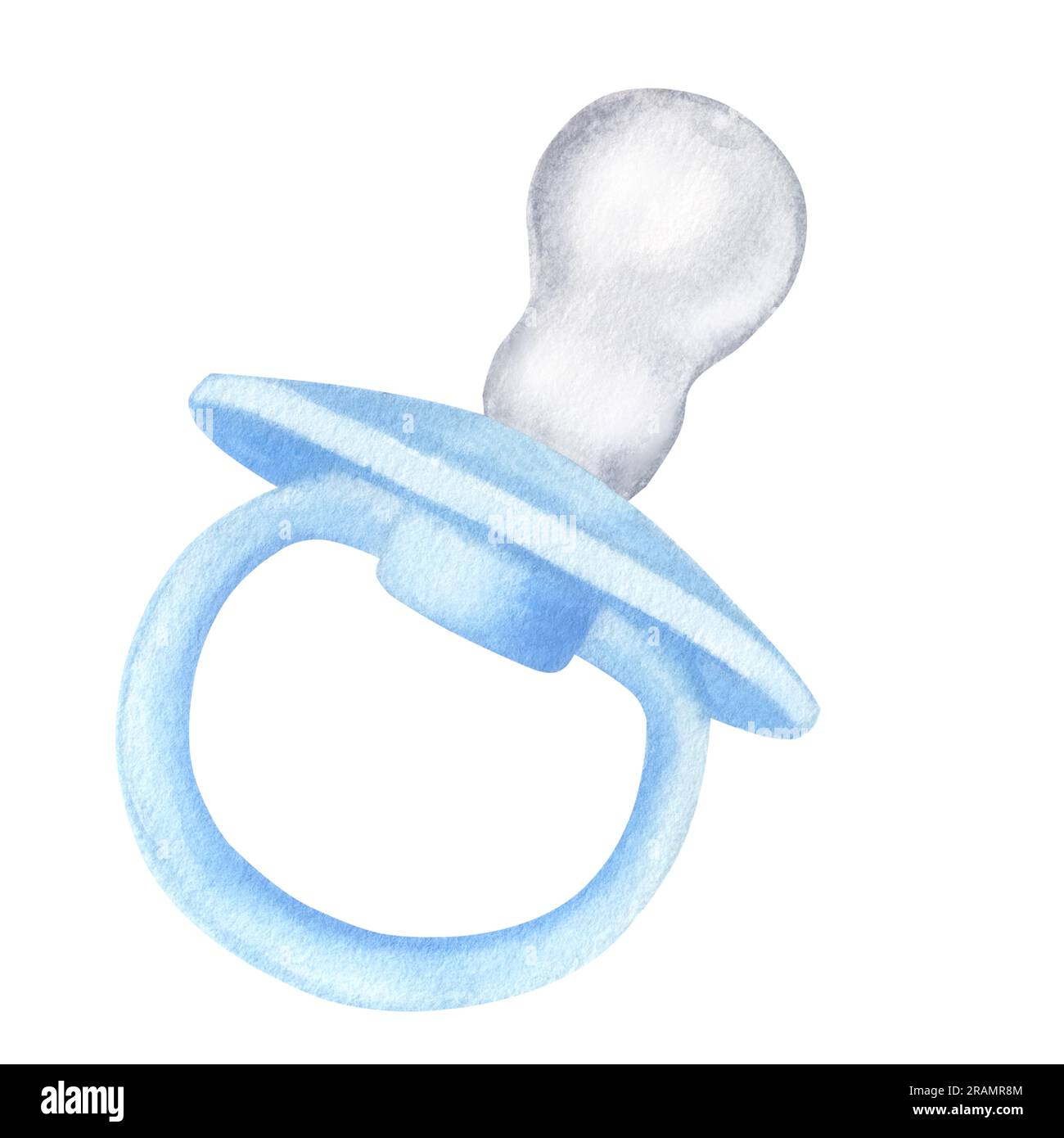 Blue baby boy pacifier dummy. Hand drawn watercolor illustration ...