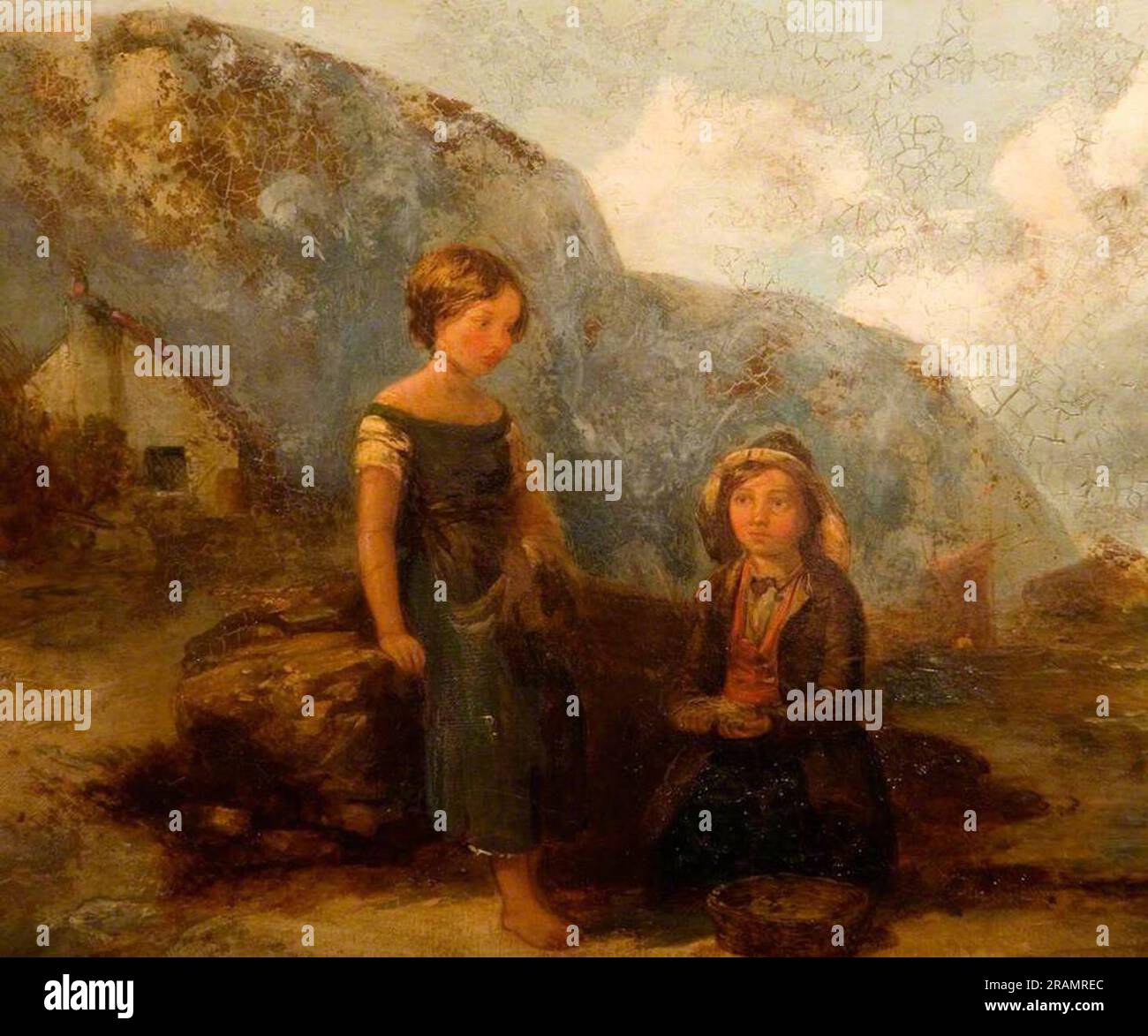 Children Gathering Seaweed by William Collins Stock Photo - Alamy