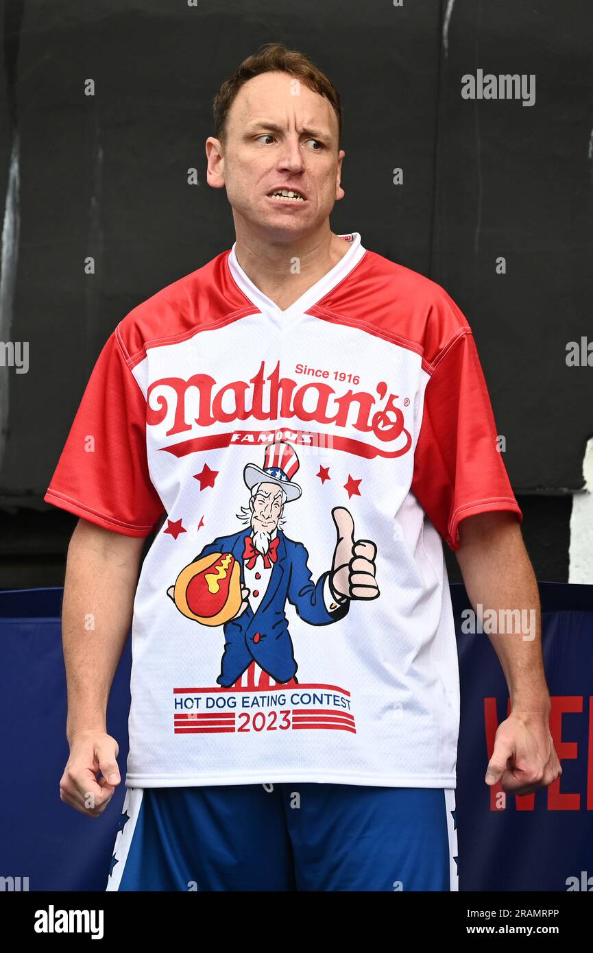 New York, USA. 04th July, 2023. 2022 champion Joey Chestnut is ...