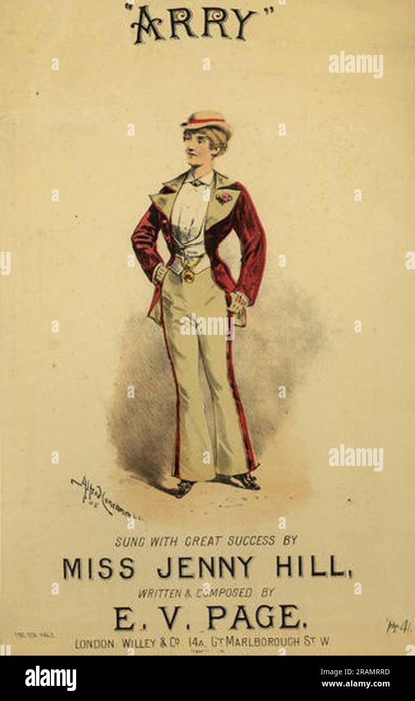 Cover of sheet music of ''Arry'' song, sung by Jenny Hill 1882 by ...