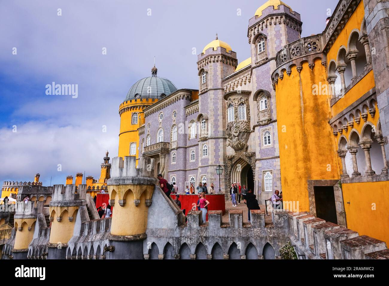 Geometric Moorish patterned tiles decorate the facade at the front ...
