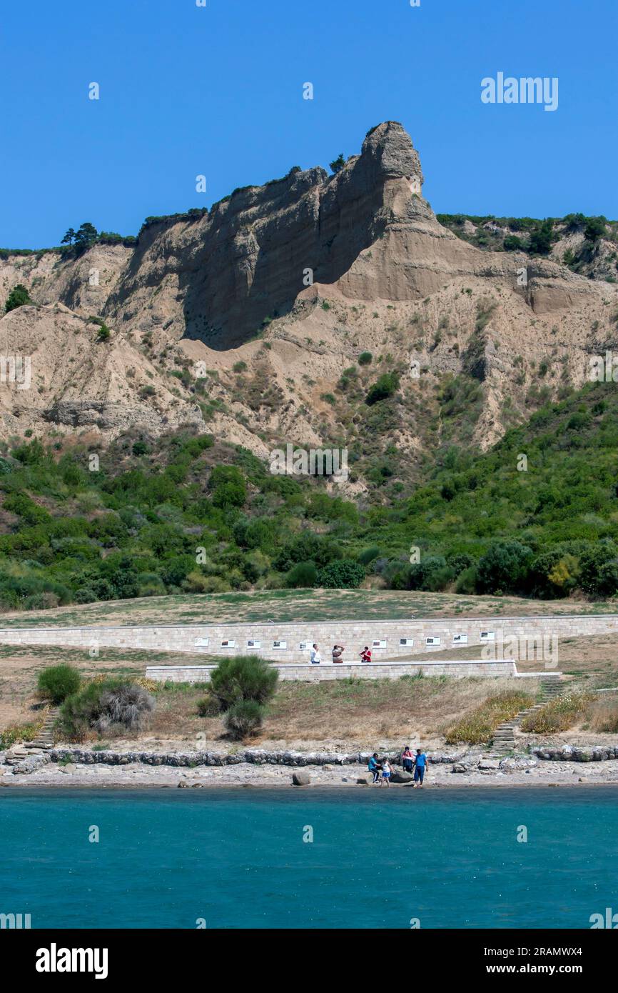 A view from Anzac Cove at Gallipoli in Turkiye looking towards the The ...