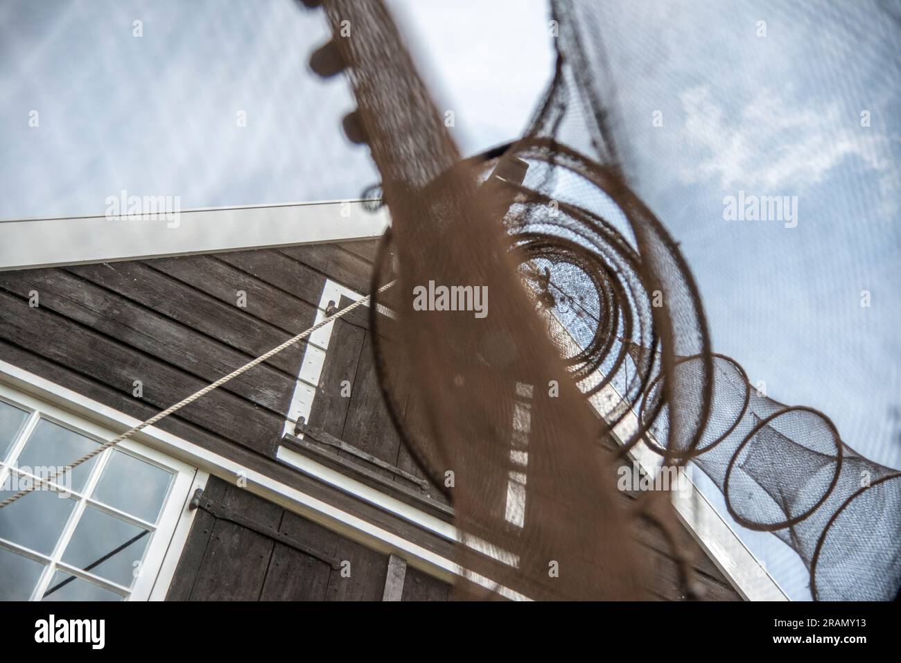 hanging fish trawl or fish trap with hoops to catch fish Stock Photo ...