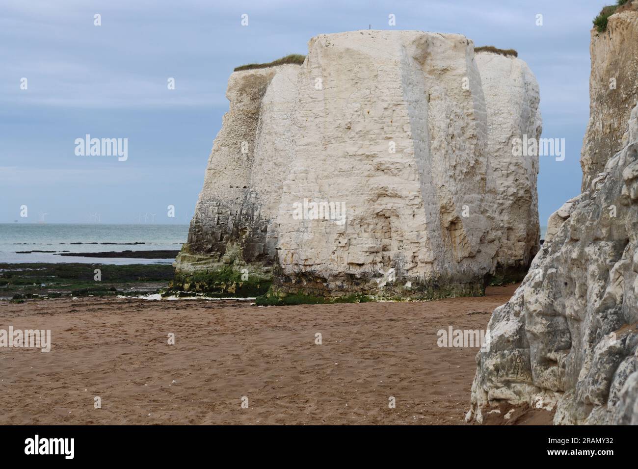 White Chalk Cliffs at Botany Bay beach, in Broadstairs, in Kent, UK ...