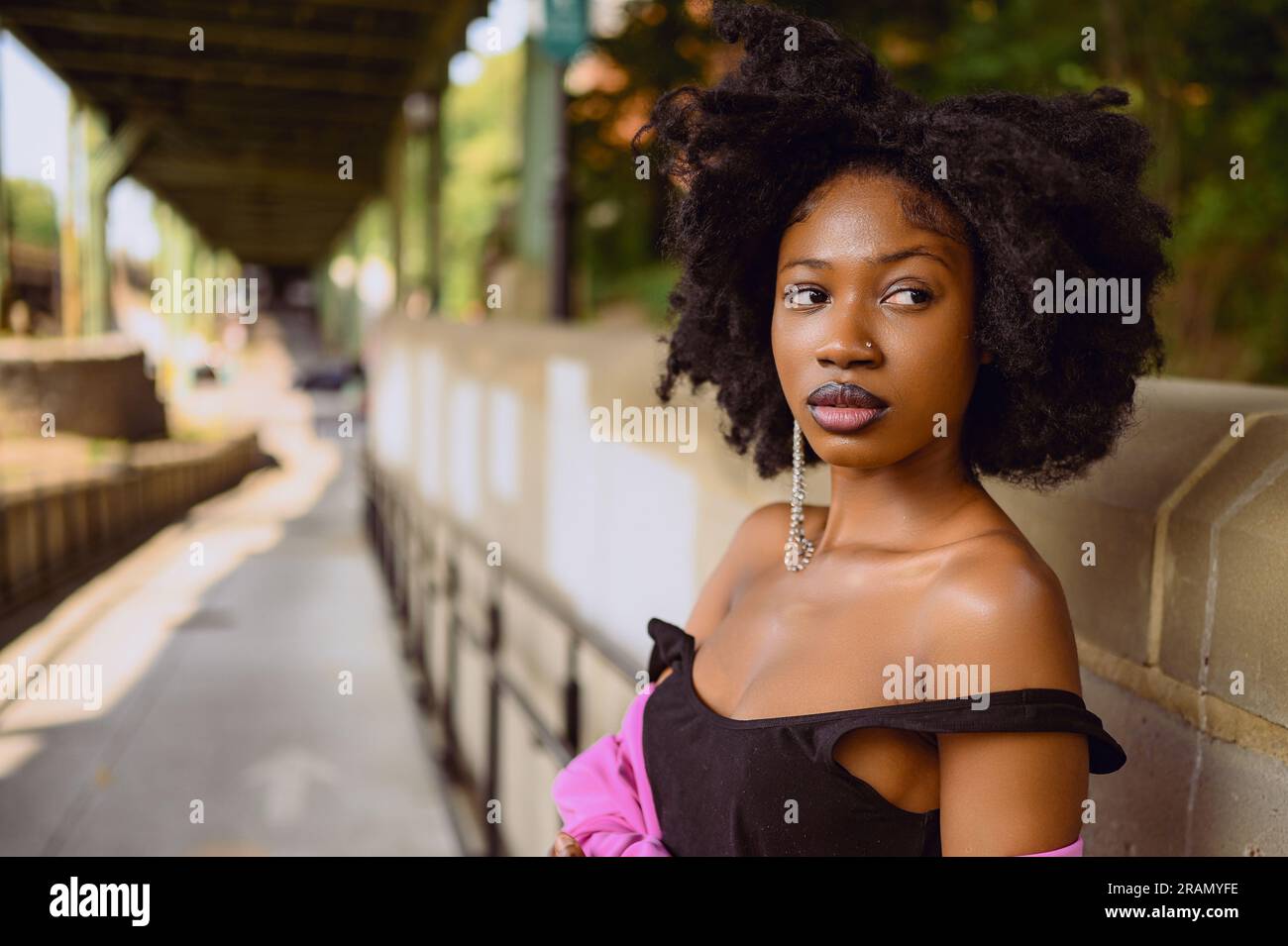 Fashion outdoor street style portrait of Beautiful young African ...