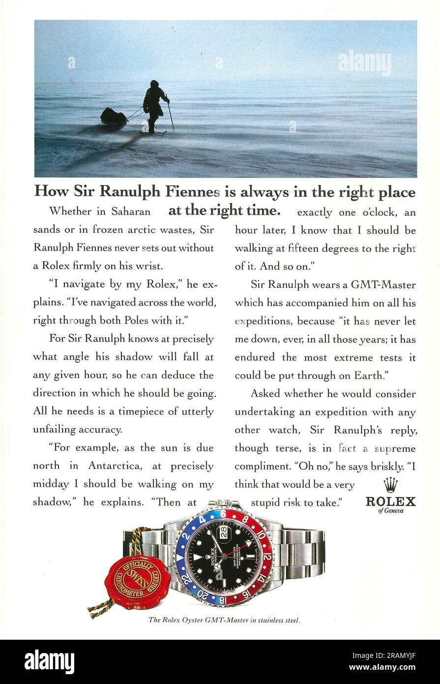1995 Rolex Oyster GMT master print advert with Ranulph Fiennes Stock ...