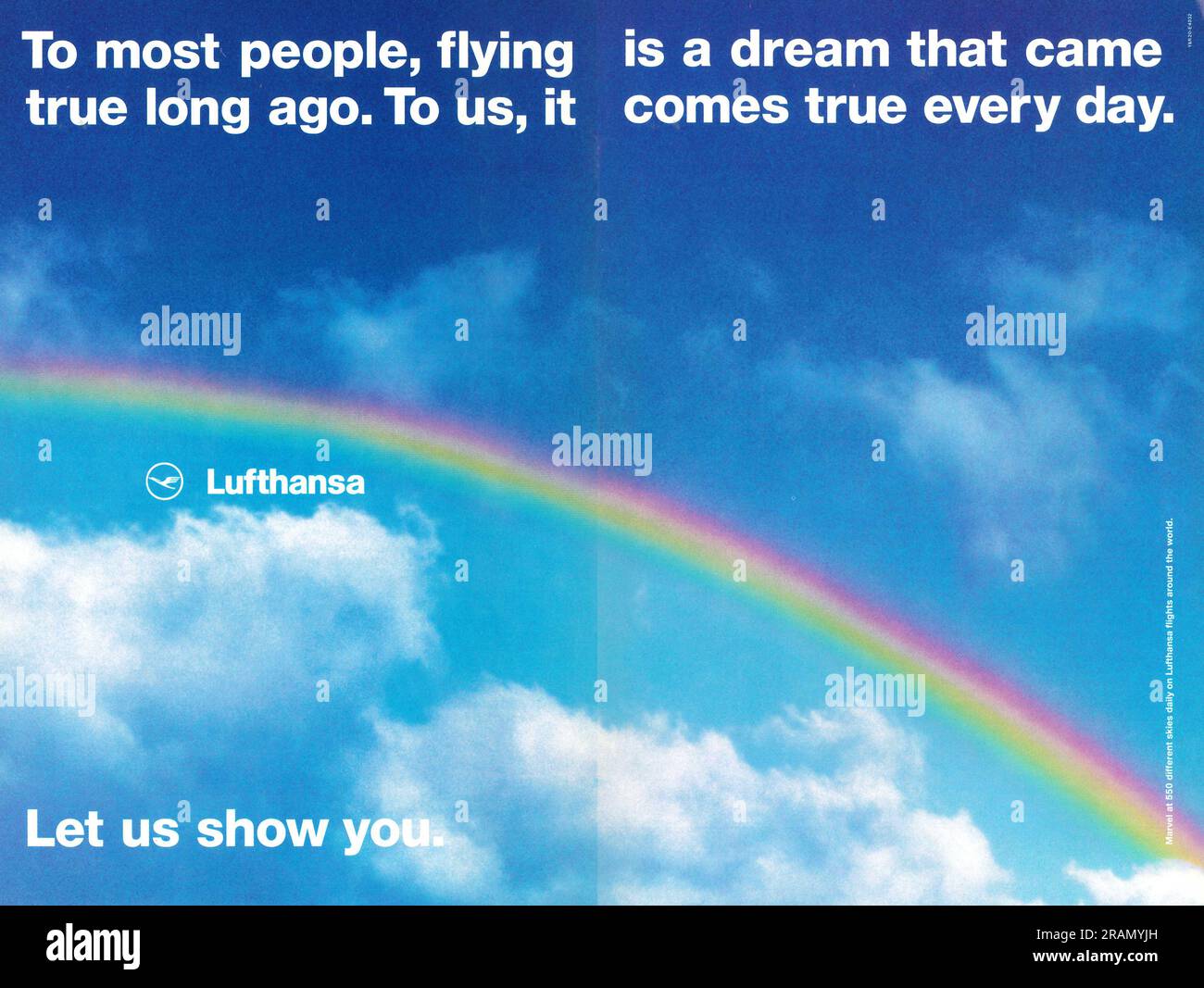 Lufthansa advertisement placed inside a NatGeo magazine, 1995 Stock ...