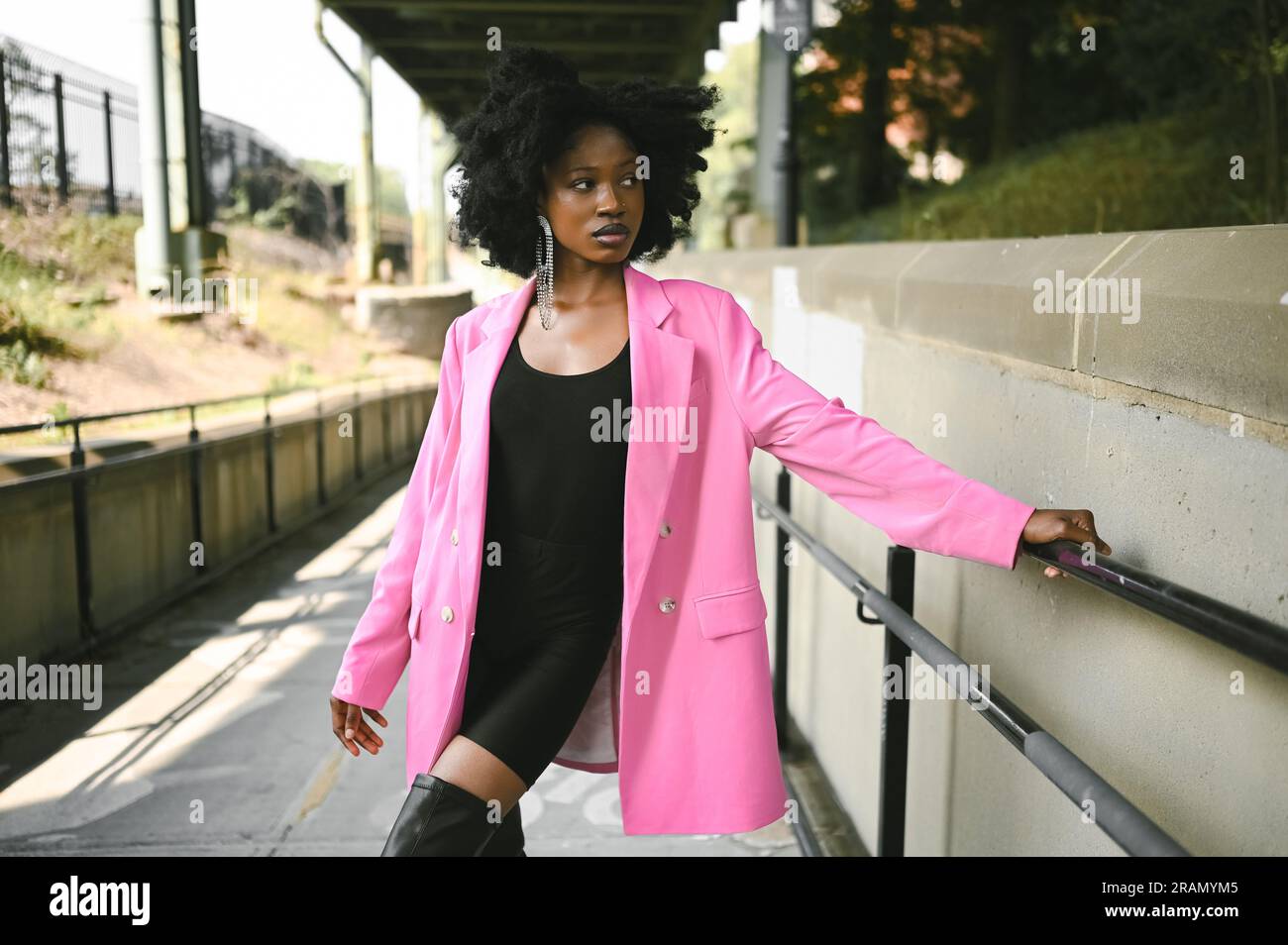 Fashion outdoor street style portrait of Beautiful young African ...