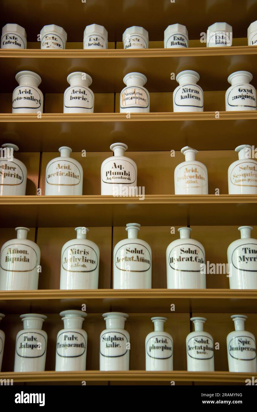 medicine compounds used in a Dutch pharmacy on display at the Zuiderzee ...