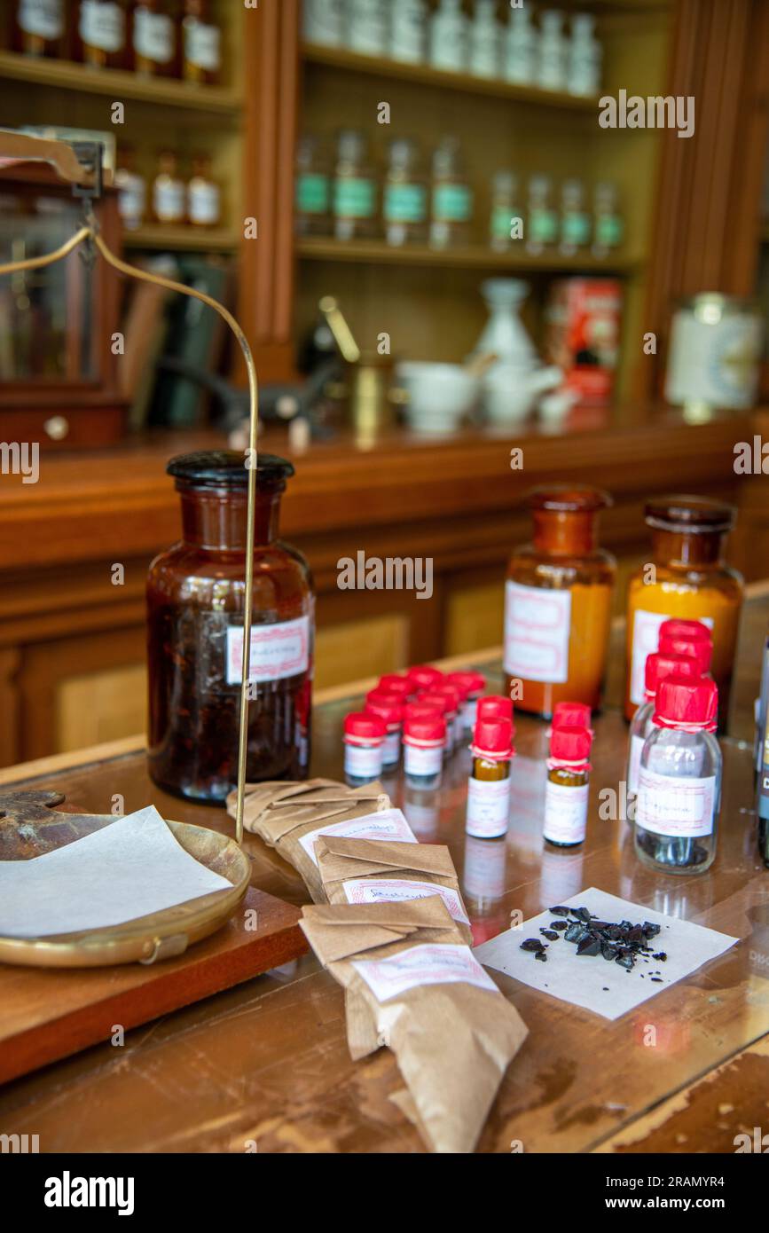 medicine compounds used in a Dutch pharmacy on display at the Zuiderzee ...