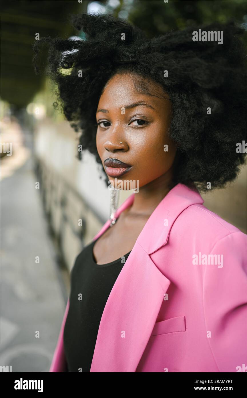 Fashion outdoor street style portrait of Beautiful young African ...
