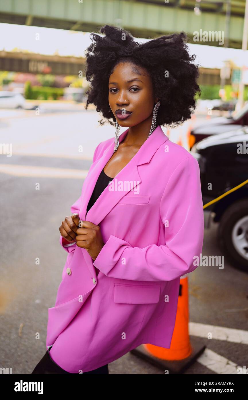 Fashion outdoor street style portrait of Beautiful young African ...