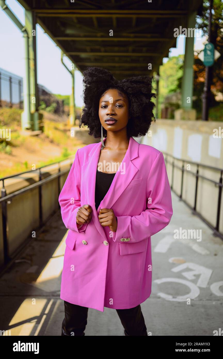 Fashion outdoor street style portrait of Beautiful young African ...