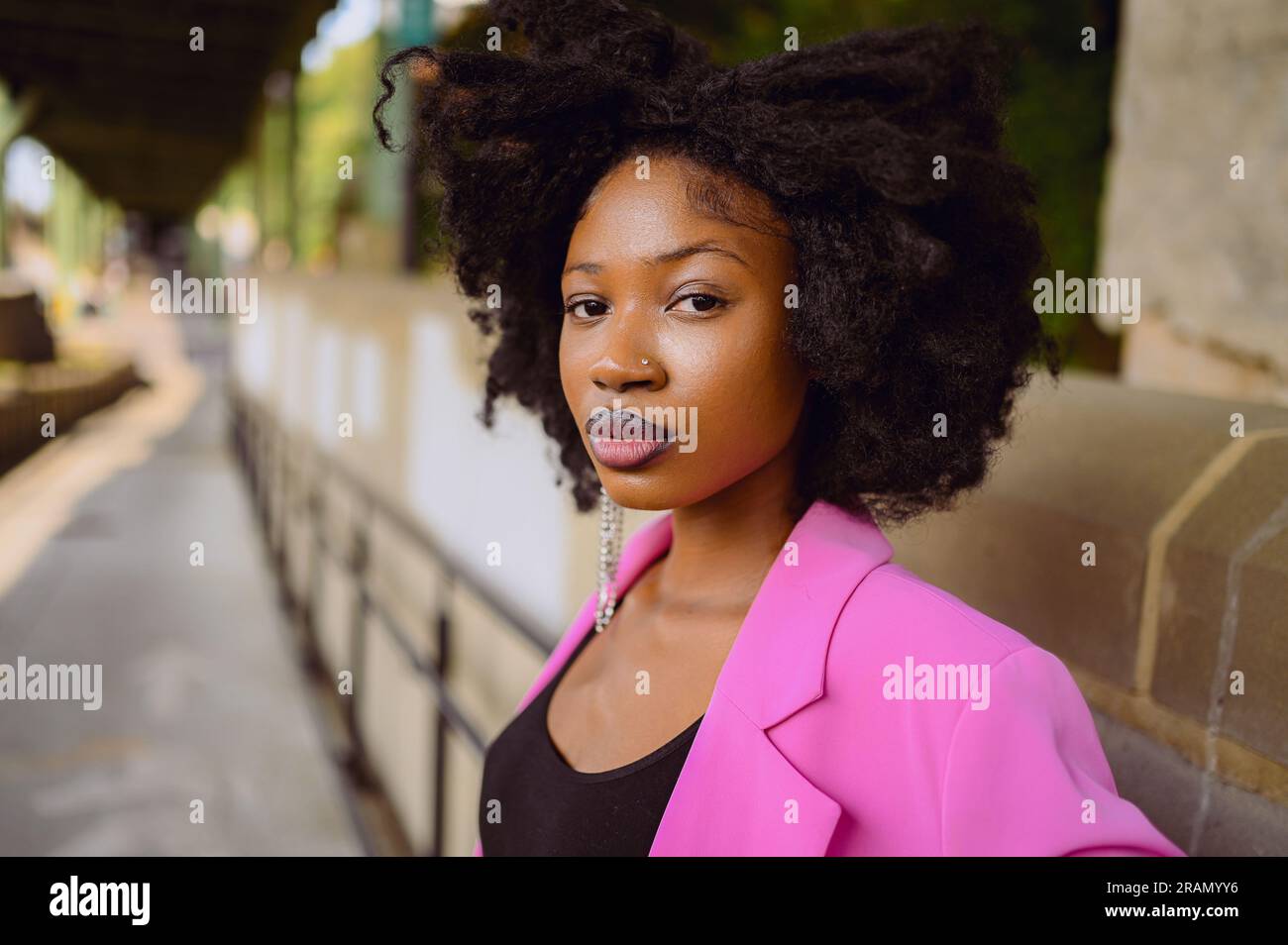 Fashion outdoor street style portrait of Beautiful young African ...