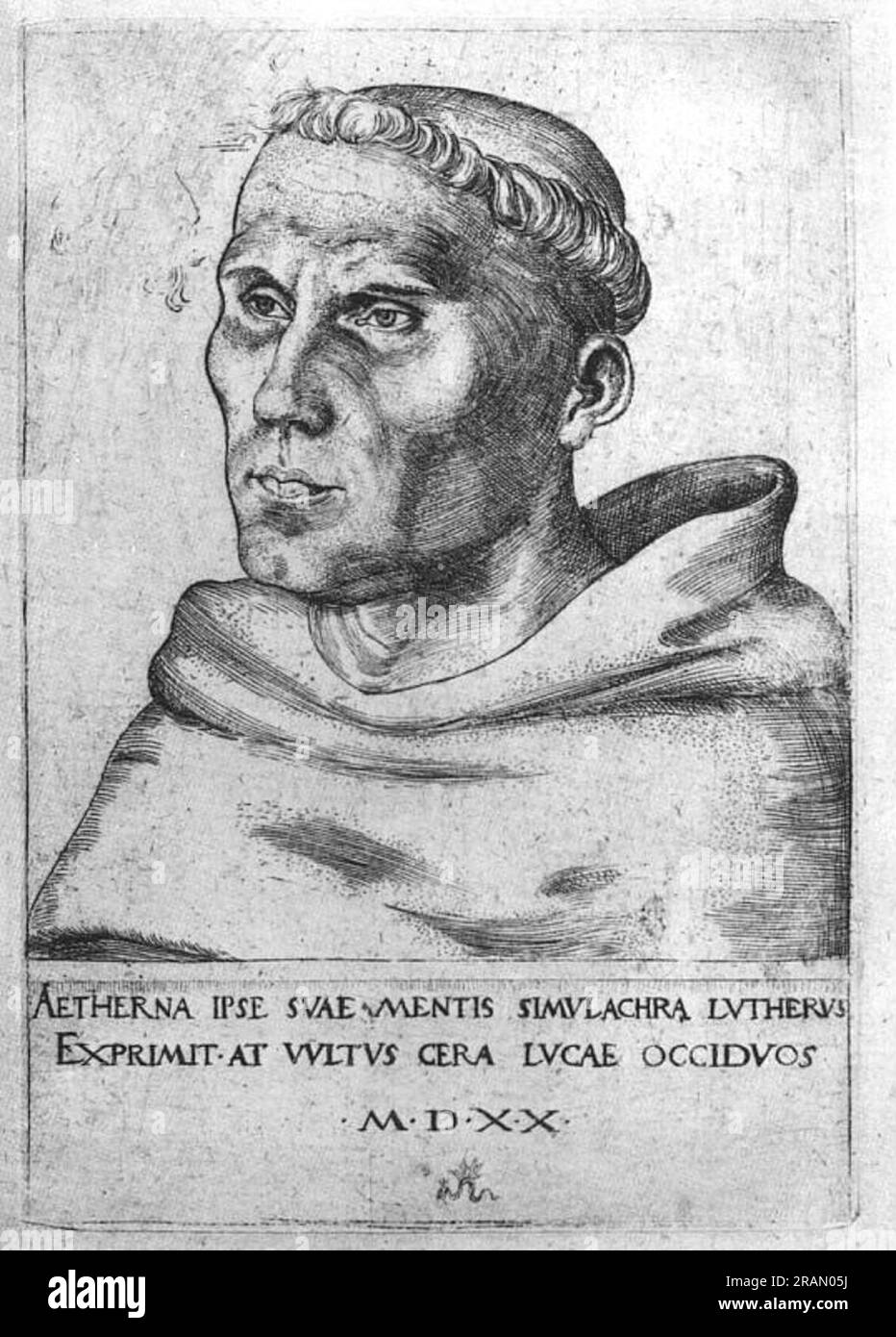 Martin Luther as a Monk 1520; Germany by Lucas Cranach the Elder Stock ...