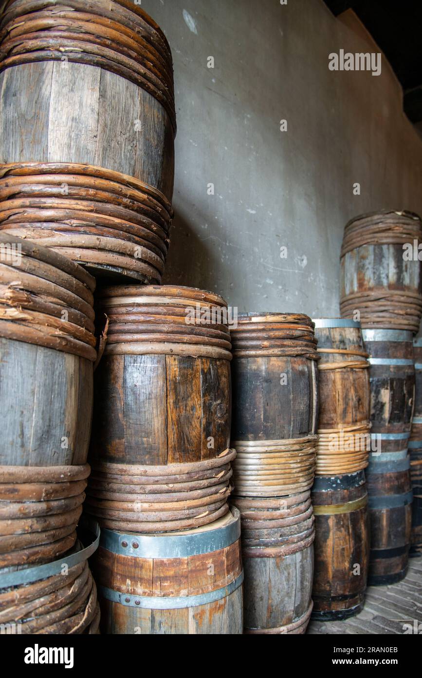 vats and barrels for preserving fish at the Zuiderzee Museum Stock ...