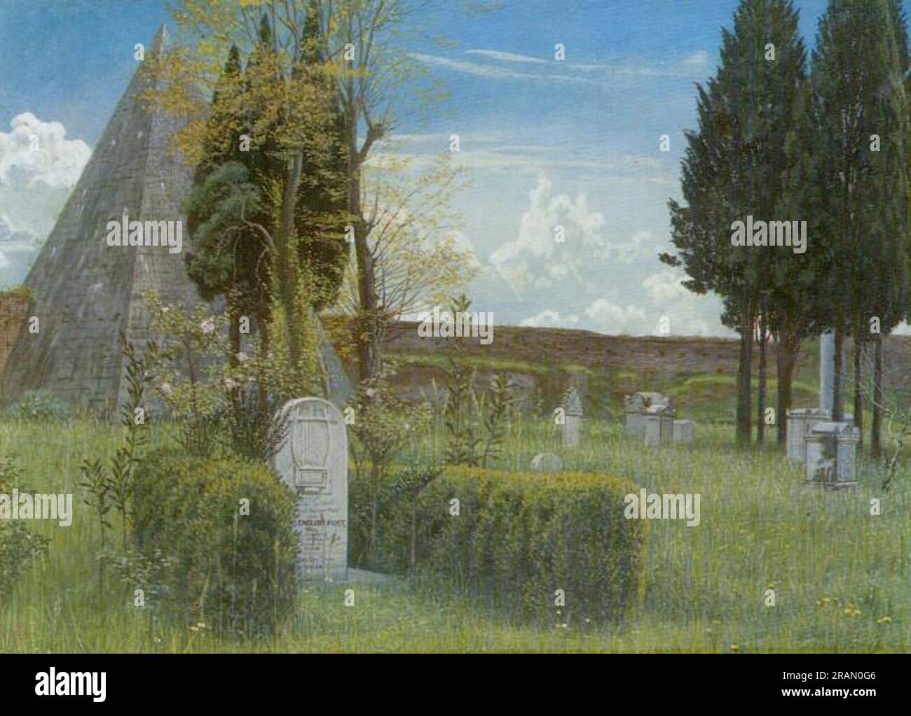 Keats' Tomb in the Protestant Cemetery, Rome by Walter Crane Stock ...