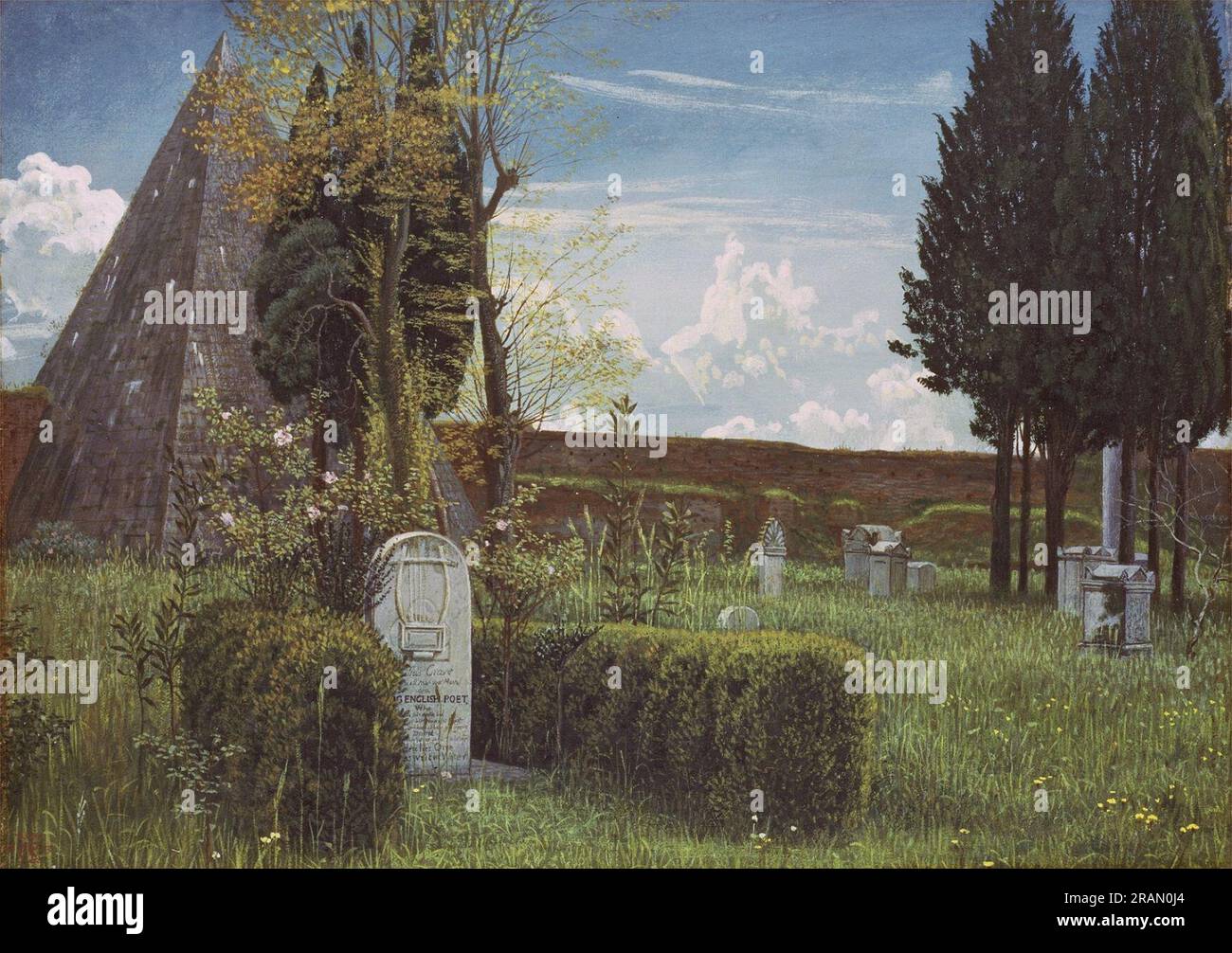 Keats' Tomb in the Protestant Cemetery, Rome by Walter Crane Stock ...