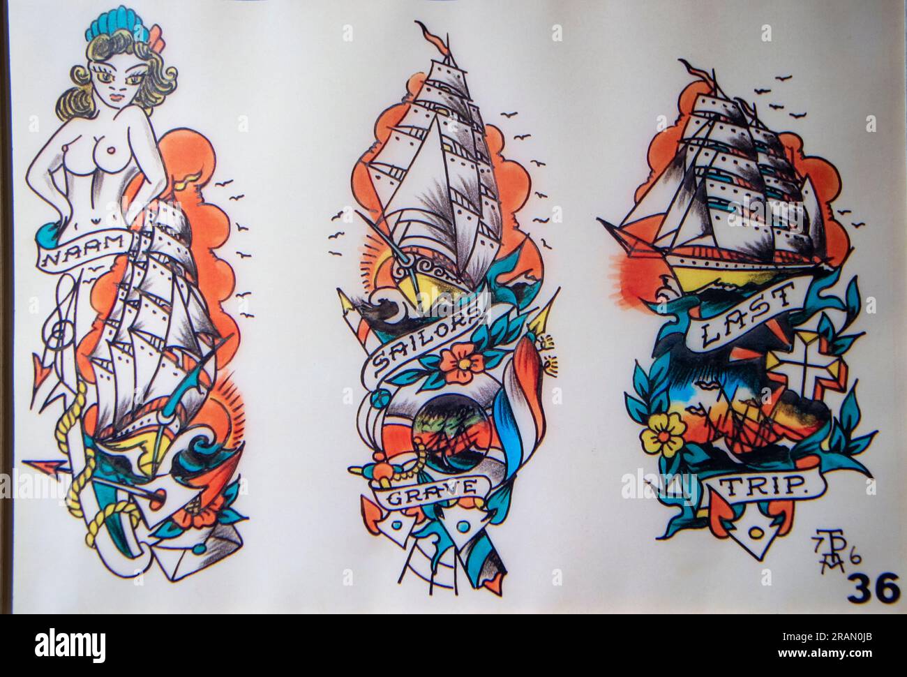 popular tattoo designs used by Dutch sailors Stock Photo - Alamy