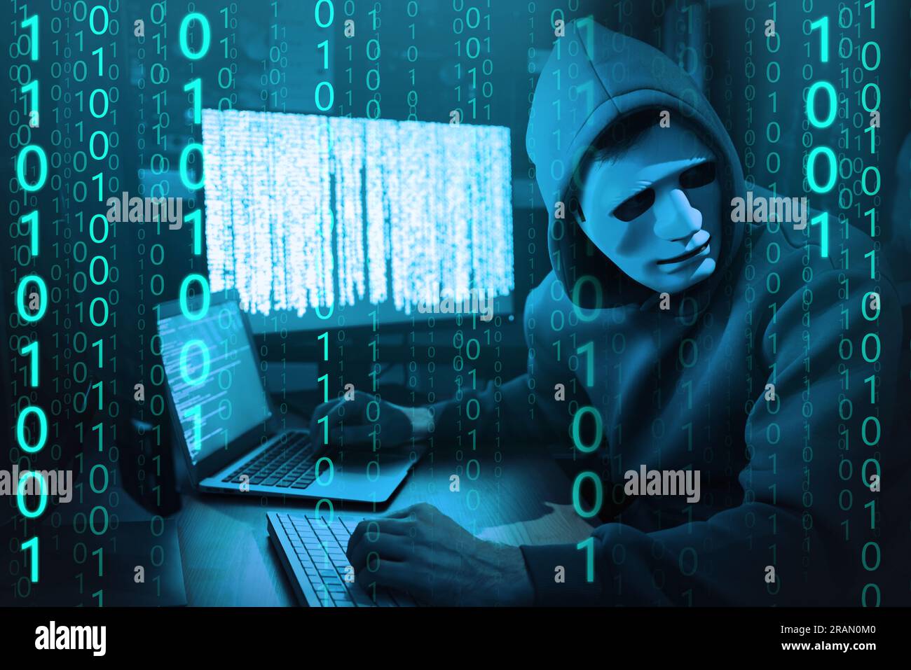 Man anonymous mask hacking binary hi-res stock photography and images ...