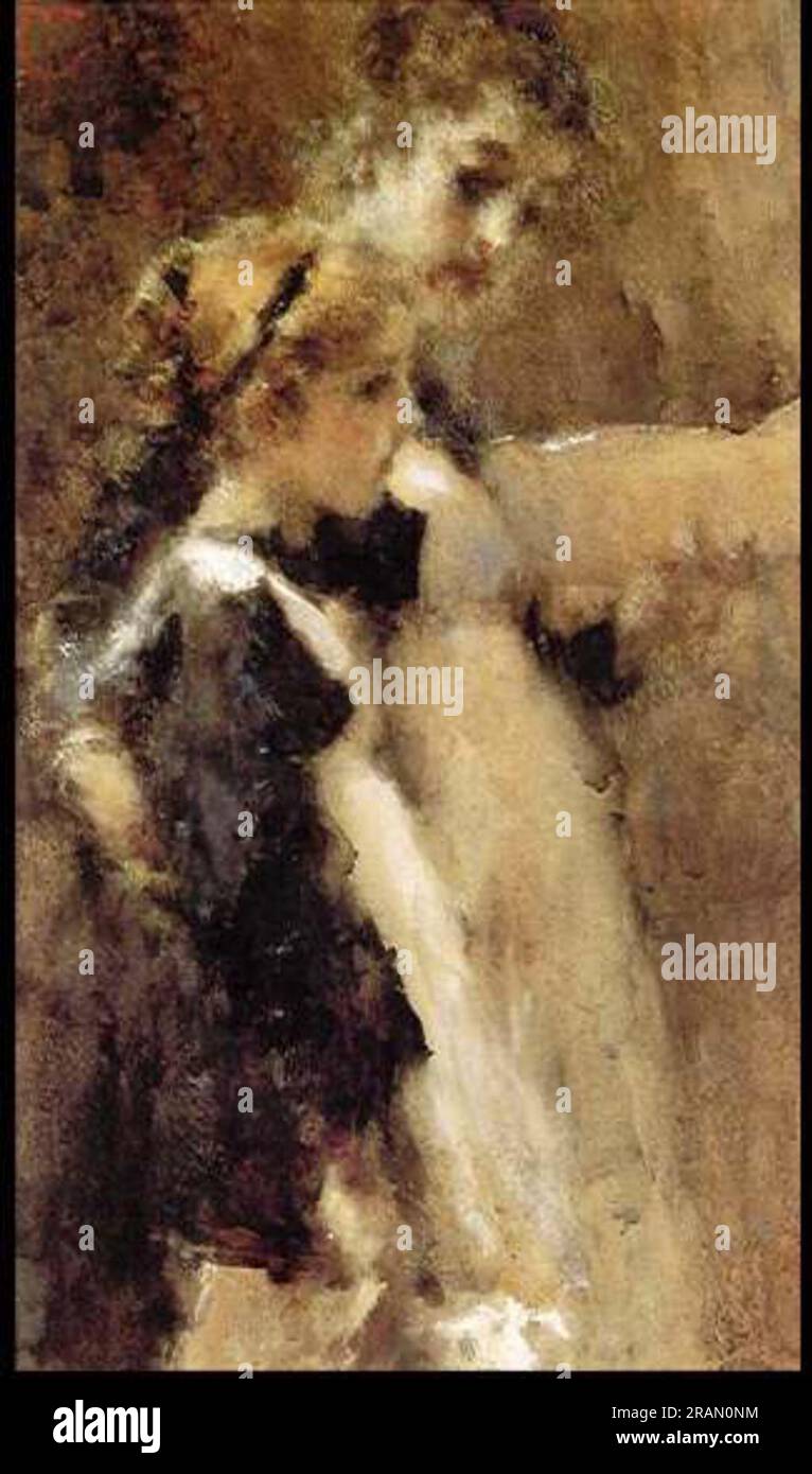 Reviewing the lesson 1877 by Tranquillo Cremona Stock Photo - Alamy