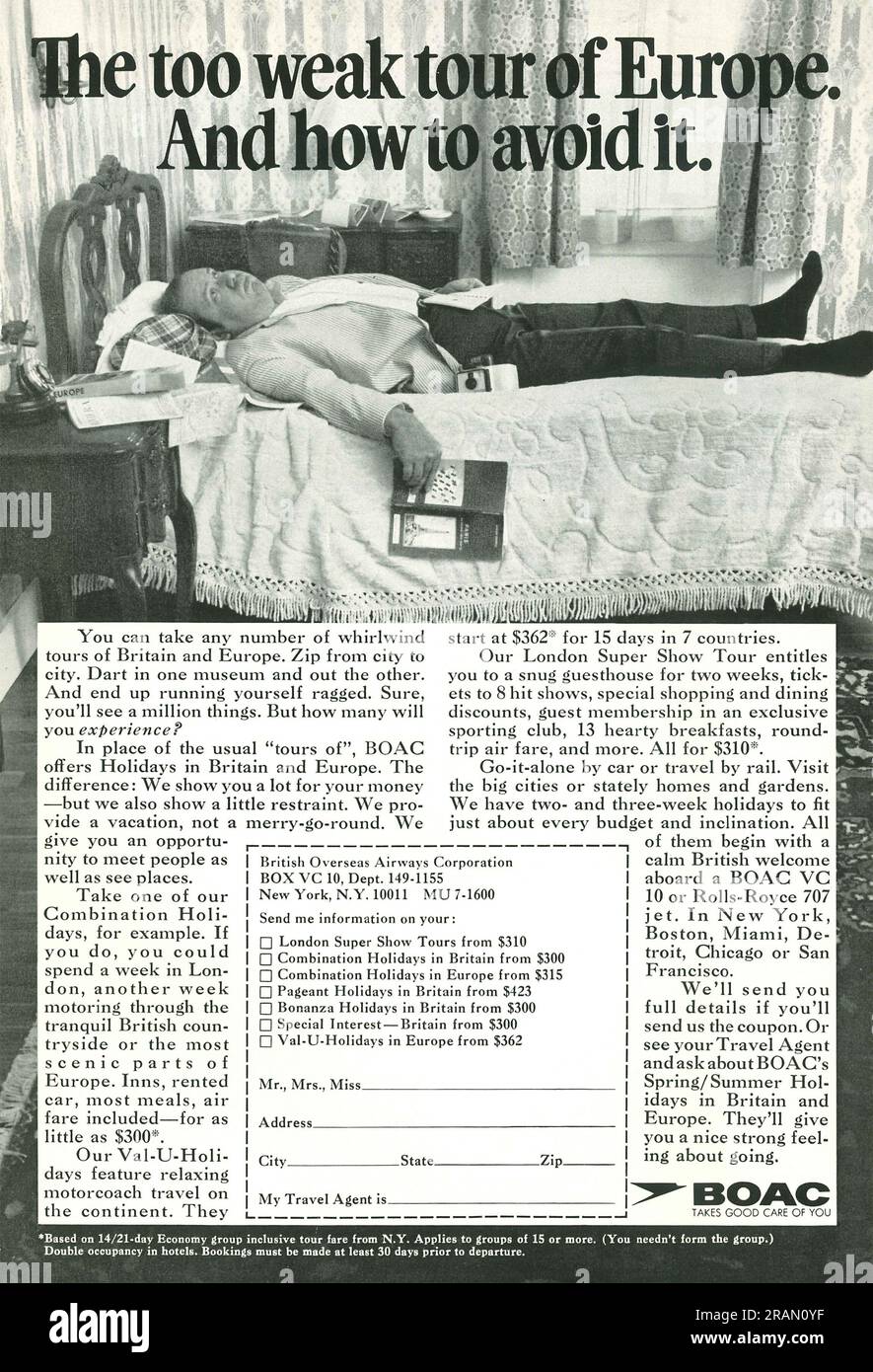 British overseas airways corporation BOAC advert in a magazine 1969 ...