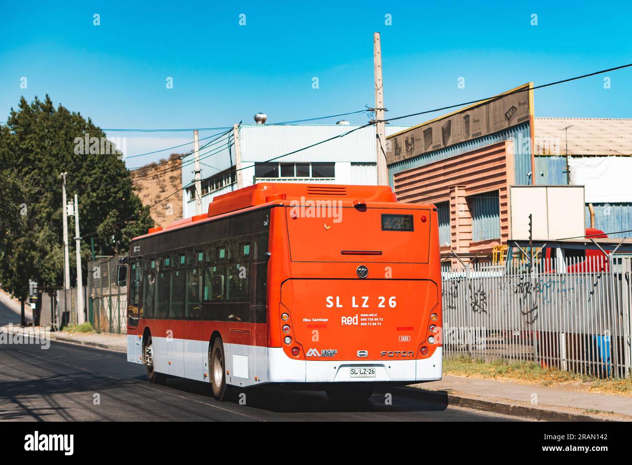 Santiago, Chile - March 09 2023: A public transport Transantiago, or ...
