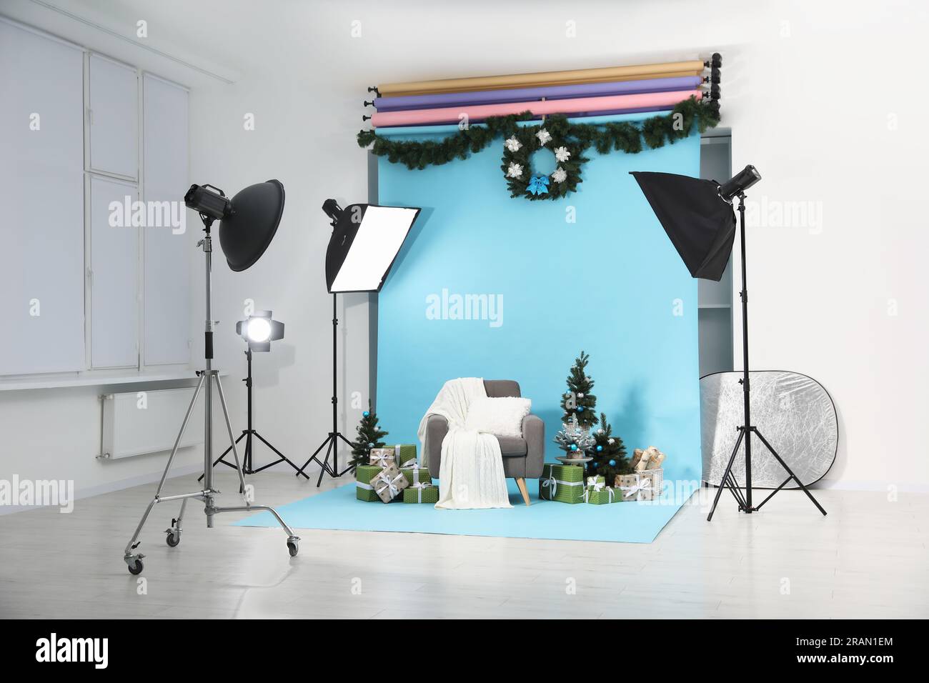 Beautiful Christmas themed photo zone with professional equipment ...