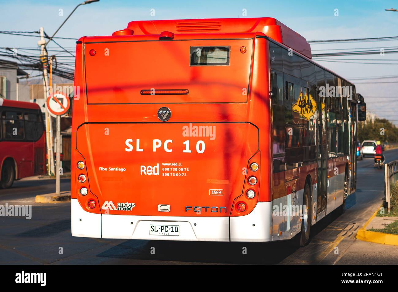 Santiago, Chile - March 09 2023: A public transport Transantiago, or ...