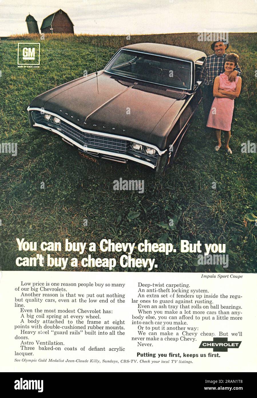 Chevrolet Impala Sport coupe advert in a magazine 1969 Stock Photo - Alamy