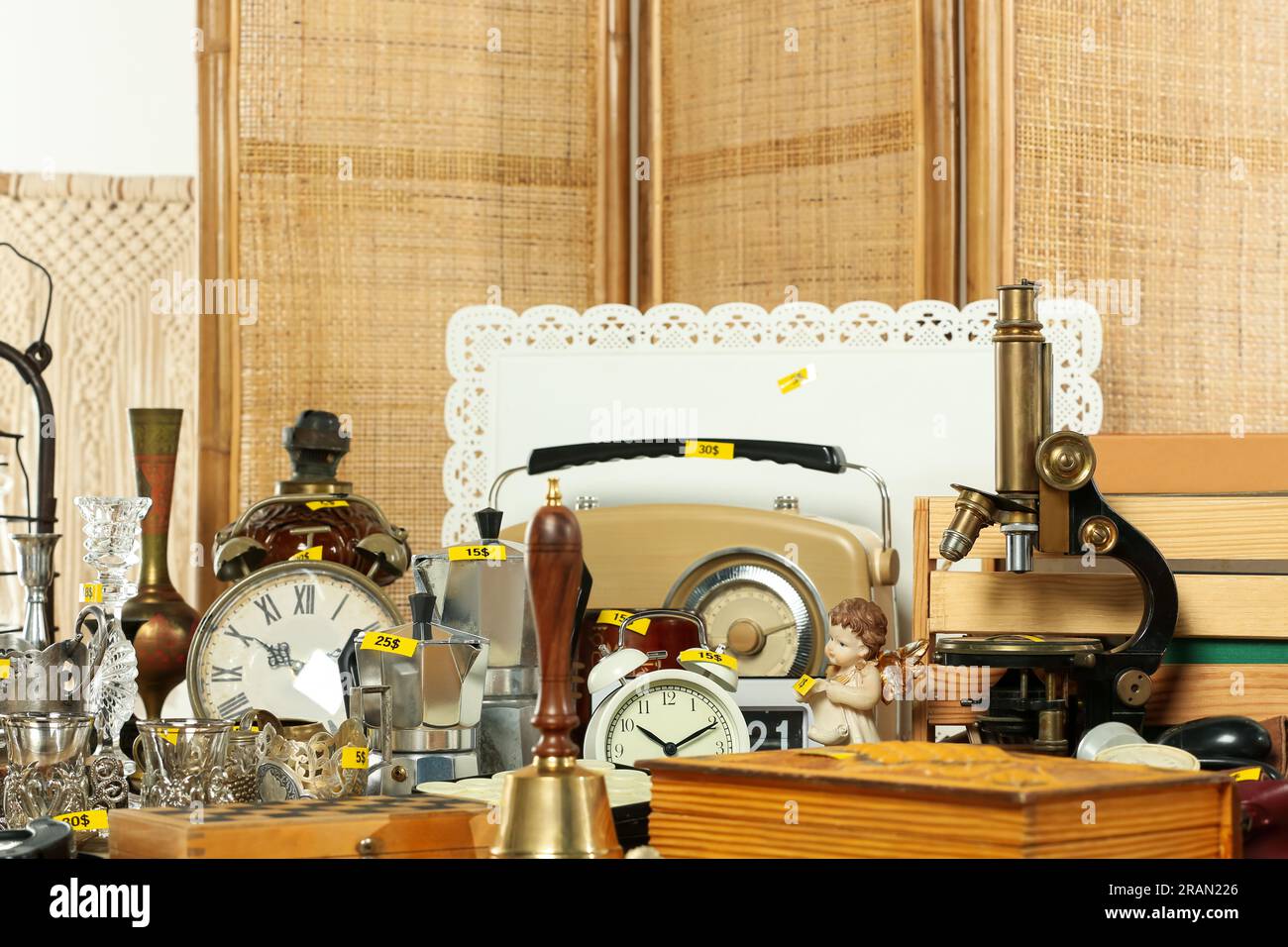 Many different stuff in room. Garage sale Stock Photo - Alamy