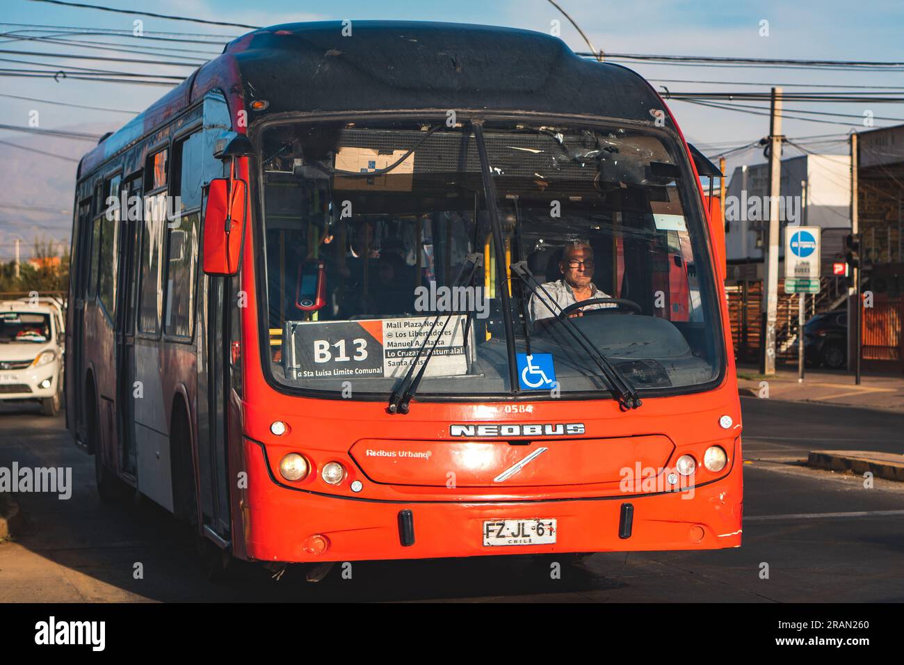 Santiago, Chile - March 09 2023: A public transport Transantiago, or ...