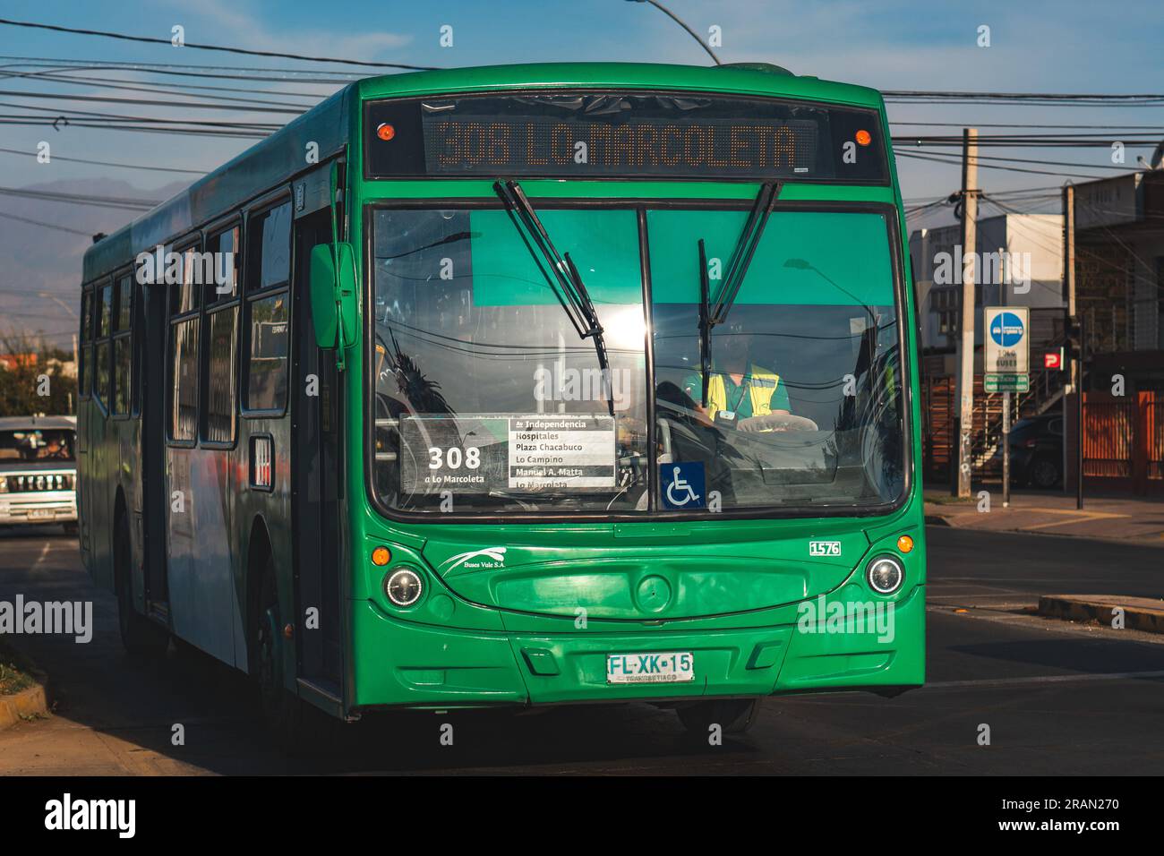 Santiago, Chile - March 09 2023: A public transport Transantiago, or ...