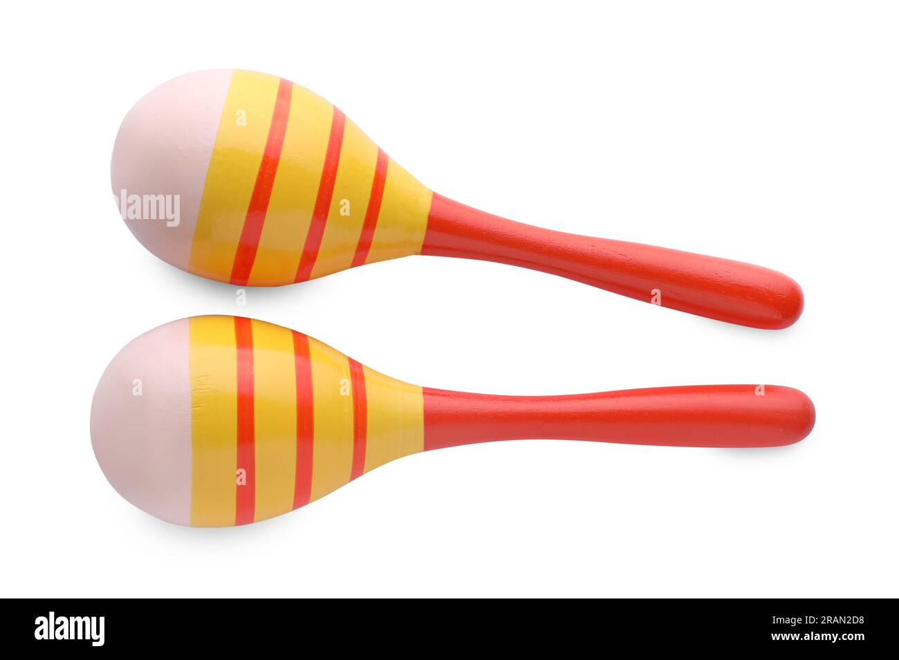 Colorful maracas on white background, top view. Musical instrument ...