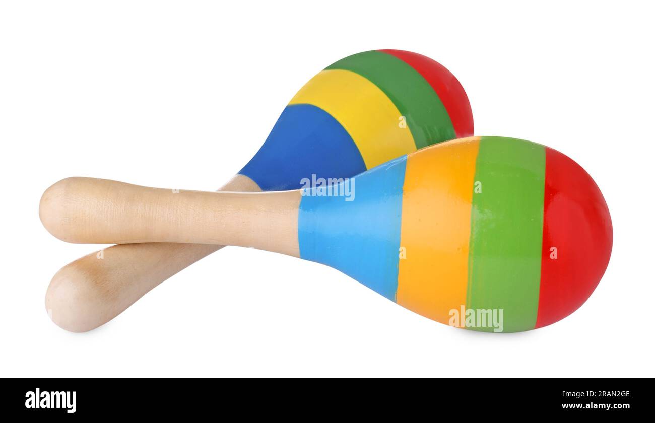 Colorful maracas on white background. Musical instrument Stock Photo ...