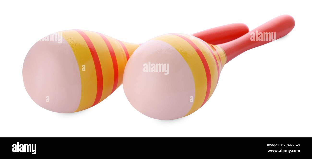 Colorful maracas on white background. Musical instrument Stock Photo ...