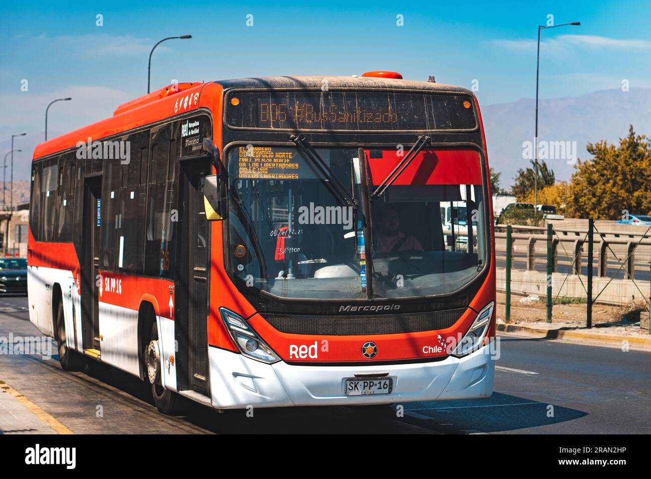 Santiago, Chile - March 09 2023: A public transport Transantiago, or ...