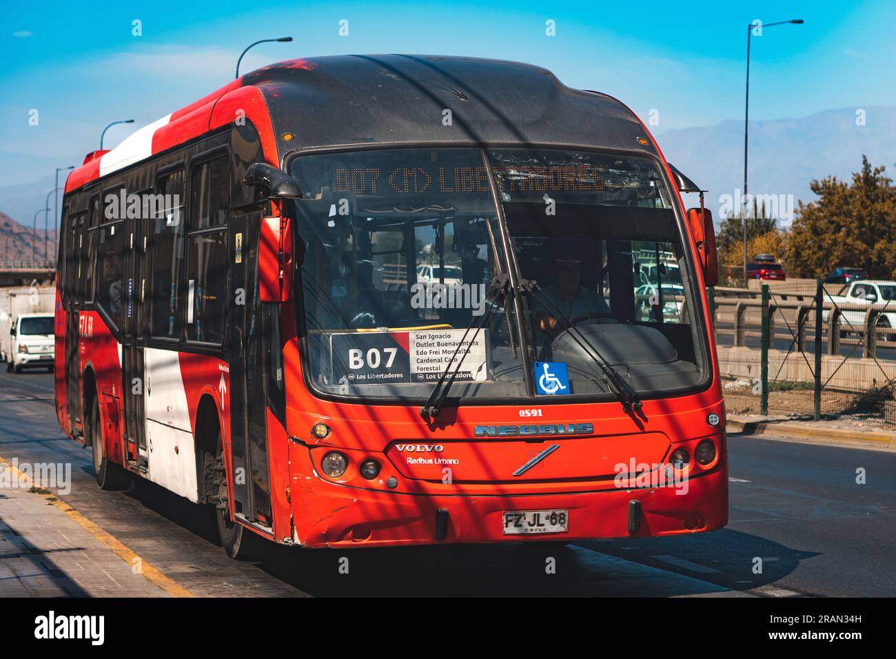 Santiago, Chile - March 09 2023: A public transport Transantiago, or ...