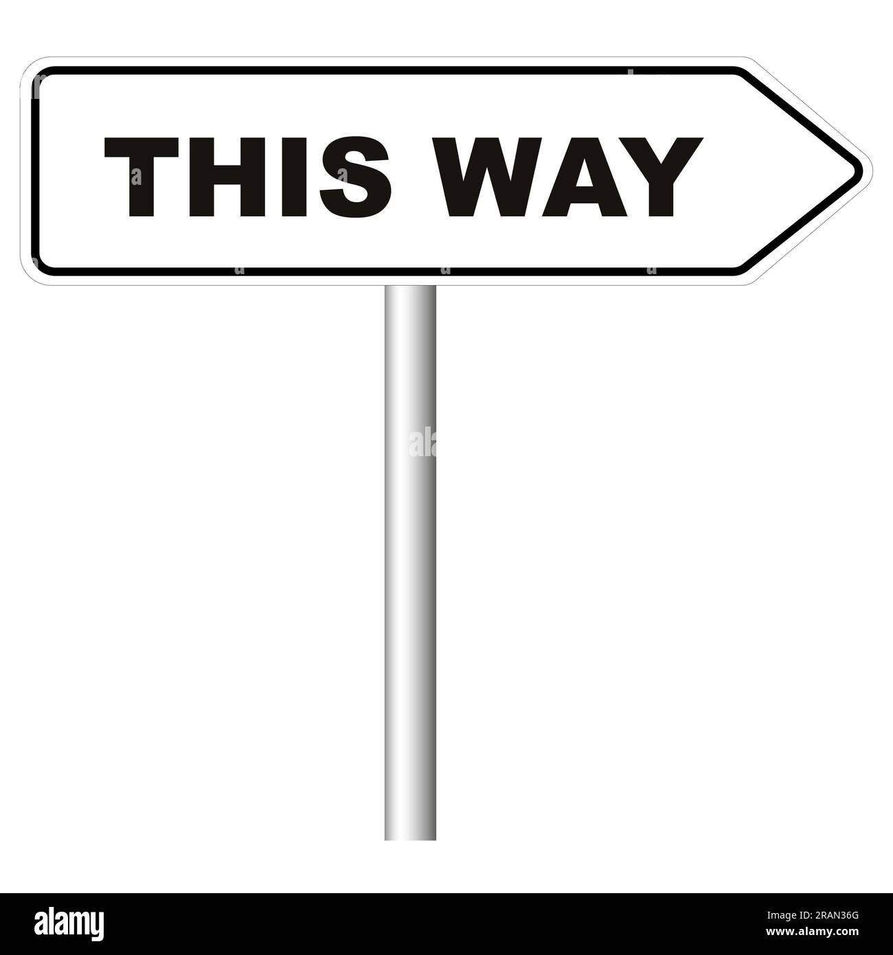 Road sign with phrase This Way on white background Stock Photo - Alamy