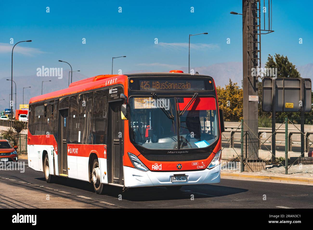 Santiago, Chile - March 09 2023: A public transport Transantiago, or ...